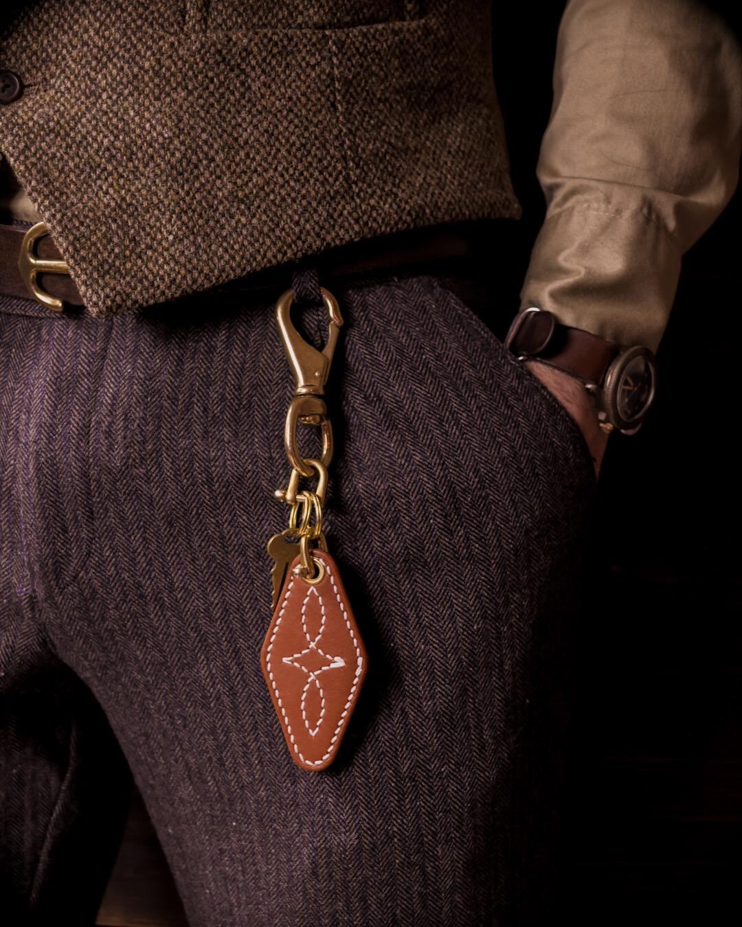 Solid Brass Key Clip With Leather Key Chain - Etsy