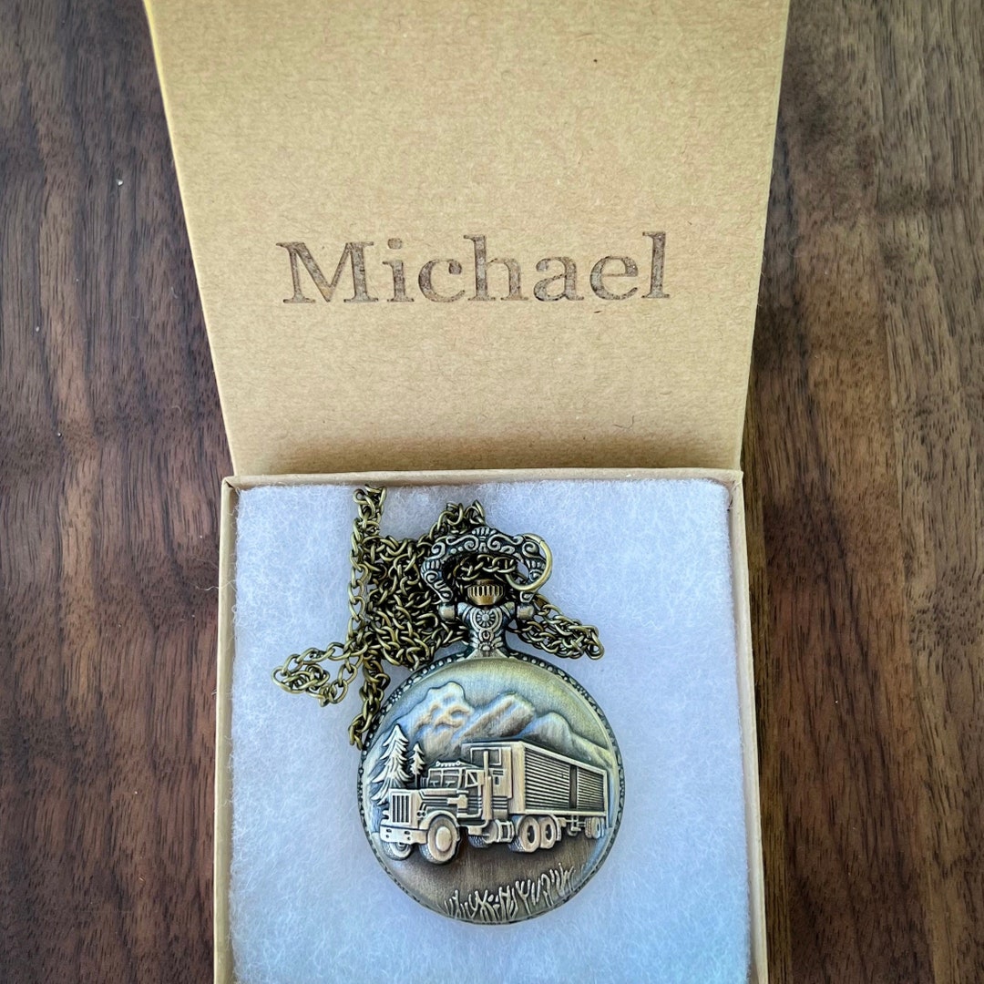 Men's Vintage Big Truck Watch: Personalized Name Gift Box - Forest ...