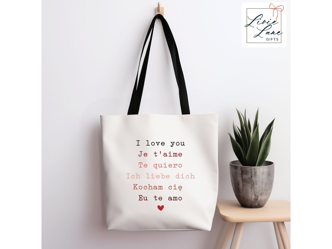 Multilingual I Love You Tote Bag: Global Love Expression Gift - Etsy