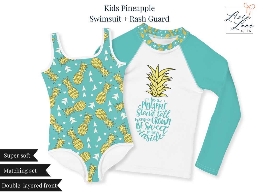 Kid Rash Guard and Girl One Piece Swimsuit Matching Set Pineapple Rash ...