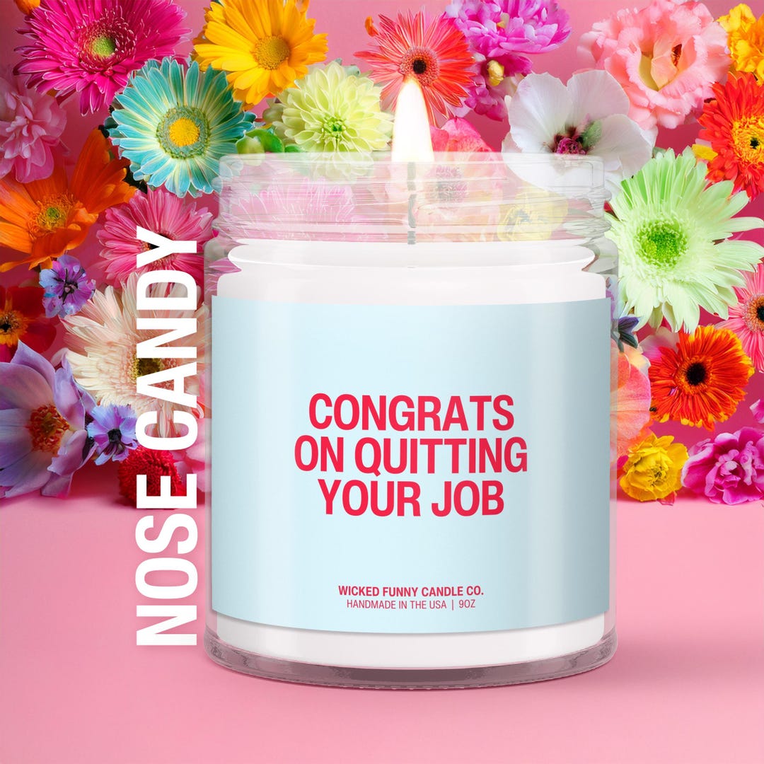 Congrats on Quitting Your Job Candle | Leaving Job Gift | Funny ...