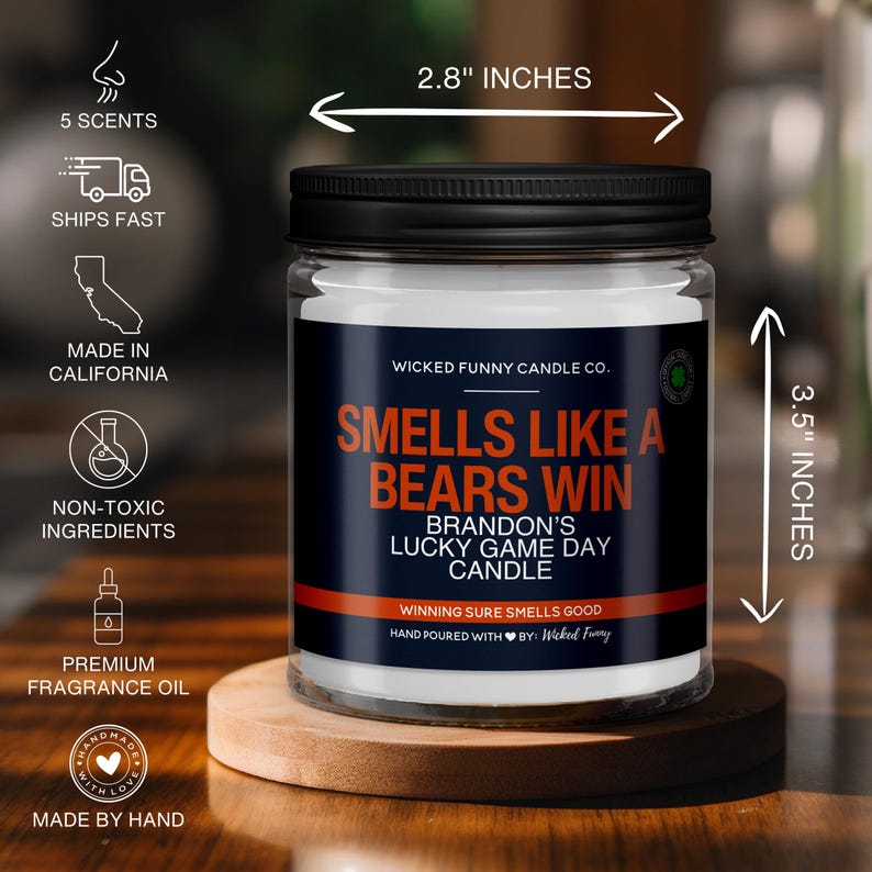 Personalized Lucky Bears Candle Custom Chicago Bears Gift for Bears Fan ...