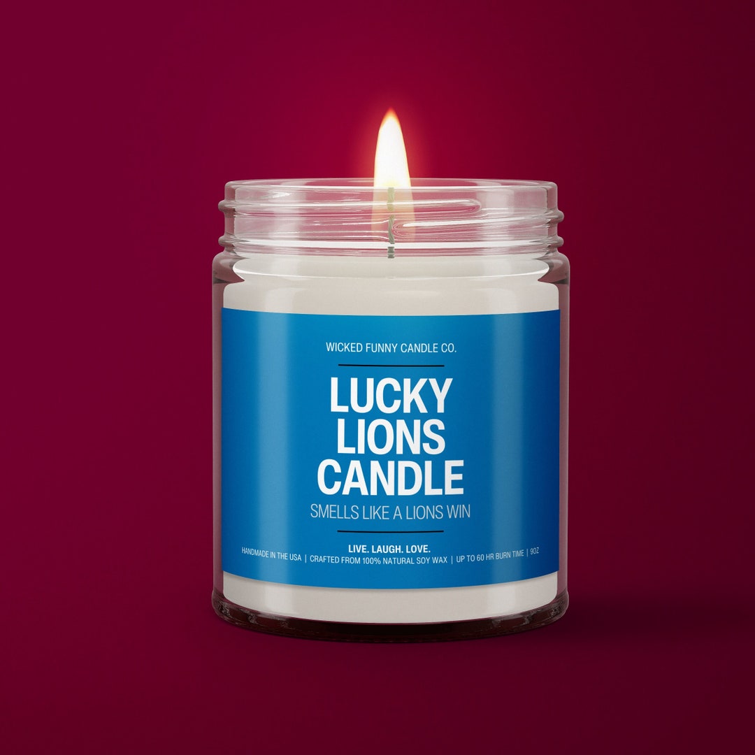Lucky Lions Candle | Detroit Lions Candle | Game Day Decor | Funny ...