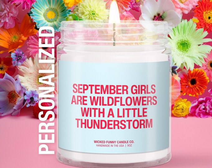 Funny September Birthday Candle Gift for Best Friend, Pink Candle Gift ...