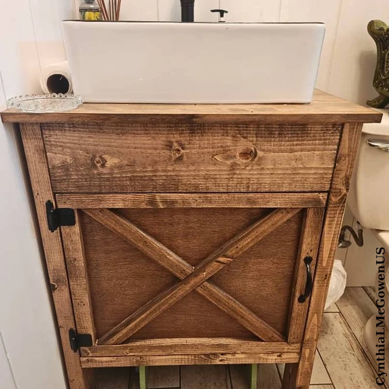 Farmhouse Vanity Rustic Barn Door Bathroom Vanity Farmhouse Style ...