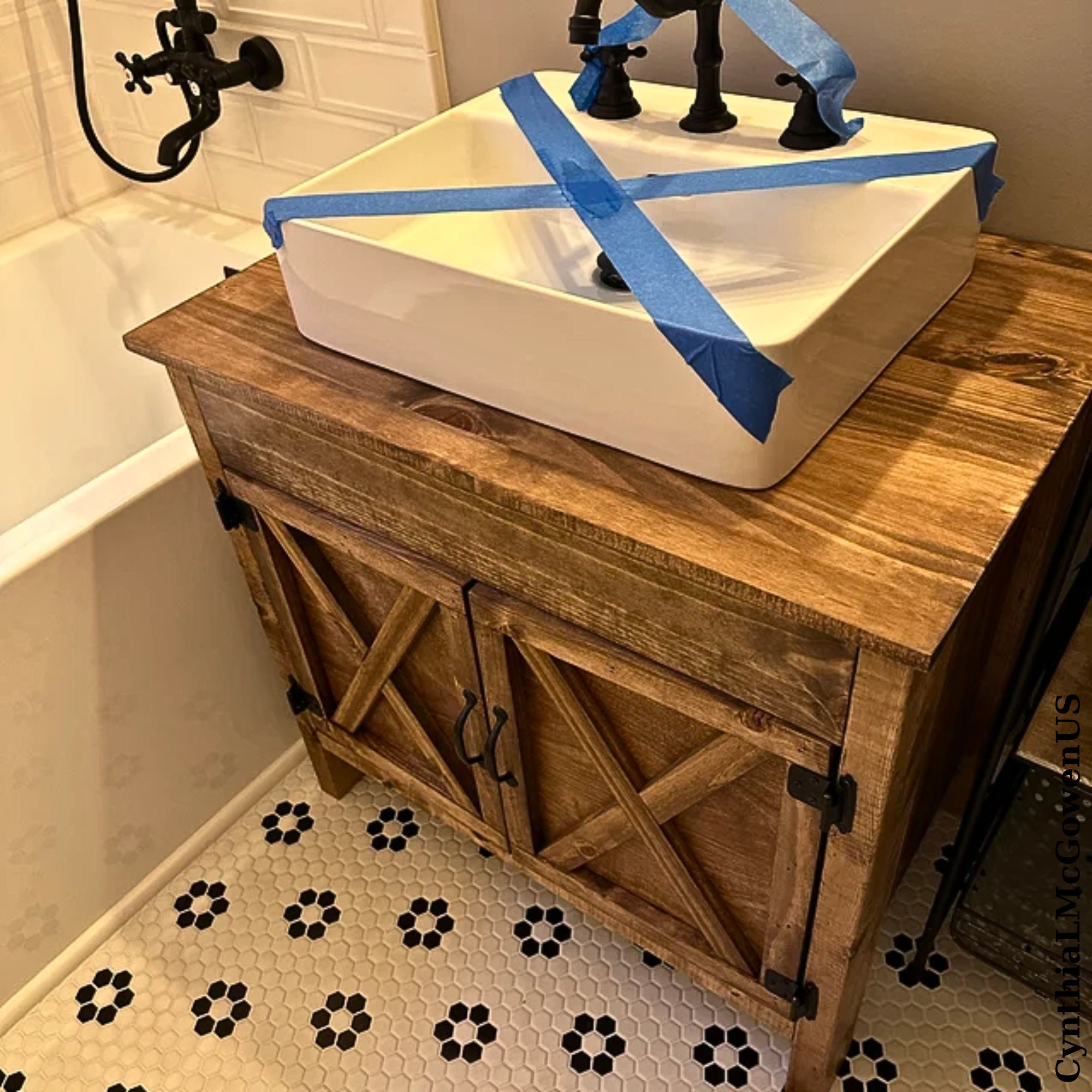 Farmhouse Vanity Rustic Barn Door Bathroom Vanity Farmhouse Style ...