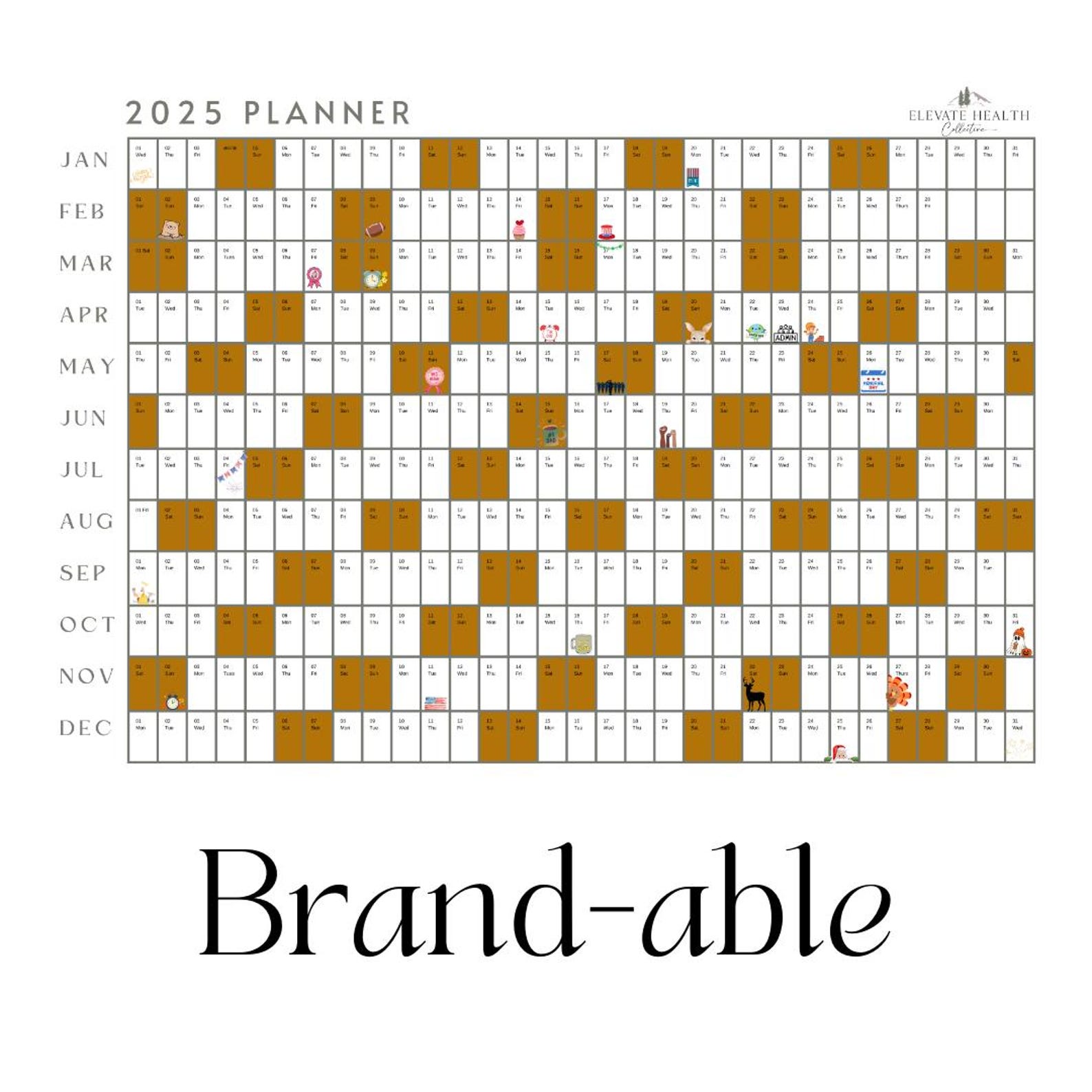 Customizable Giant Calendar, Year 2025, 24" X 36" Poster, Brand Able ...