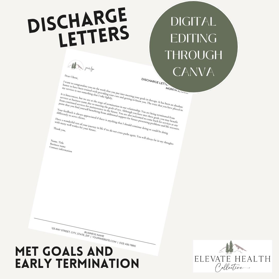 Private Practice Forms: Mental Health Therapy Discharge Letters - Etsy