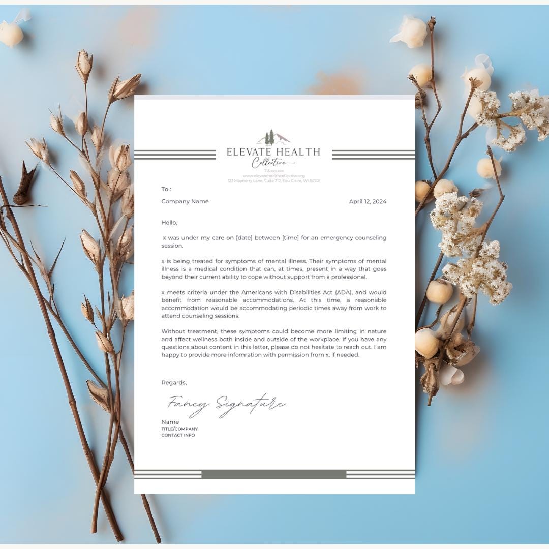 Private Practice Therapy Letters for Clients and Third Parties - Etsy