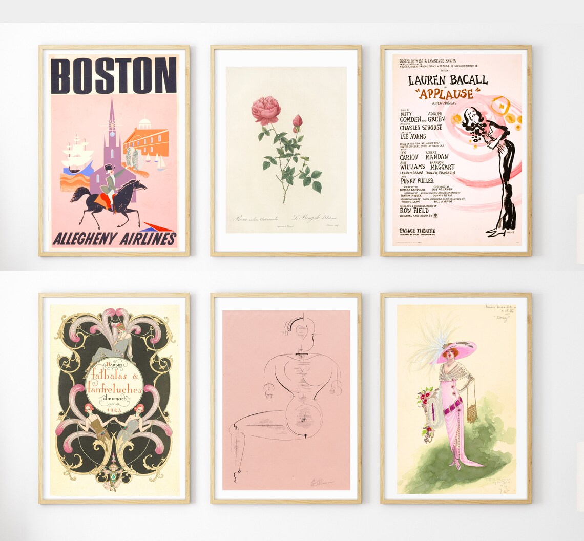 Pretty in Pink Vintage Fine Art Print Poster Digital Download Decor ...