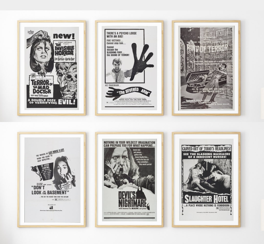 Vintage Horror Movie Poster Prints Halloween Wall Decor Spooky ...