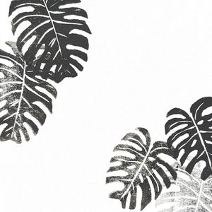 4 Piece Black and White Botanical Digital Download Original Linocut Art ...