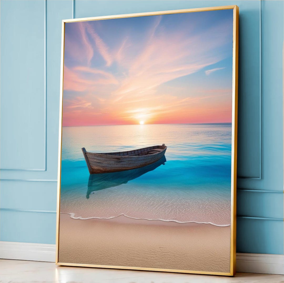 Beach Sunset - Ocean Sunset Sea Sunrise Poster Seascape Coastal Artwork ...