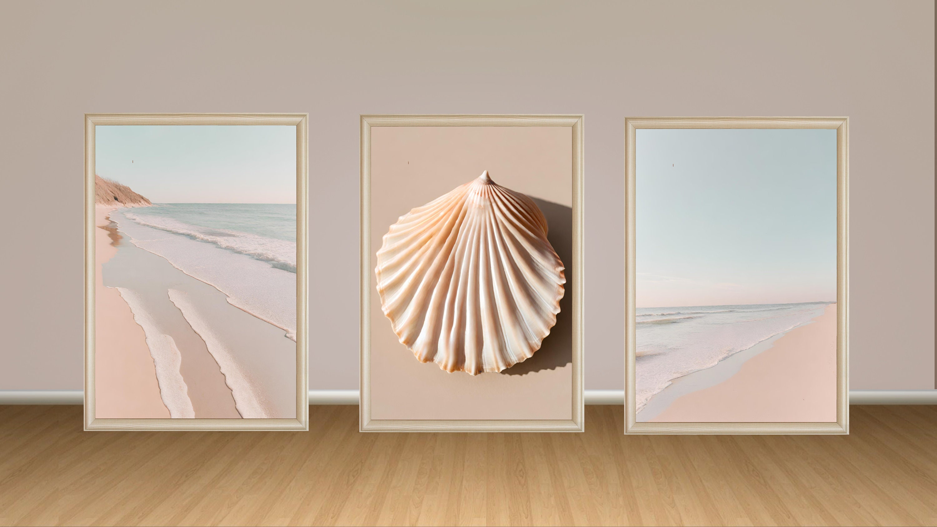 Pastel Beach Print Set of 3 Posters Seashell Pastel Photo Conch Shell ...