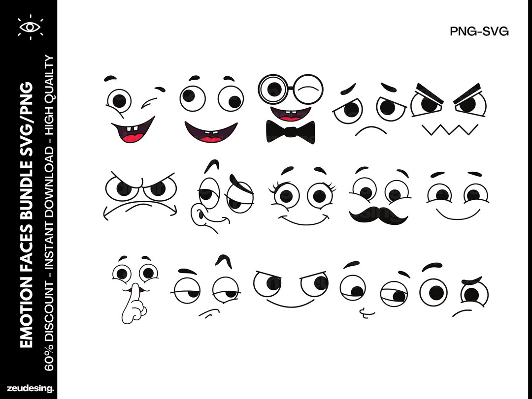 Emotion Faces Clipart, Emoji Faces, Cartoon Faces Svg, Feeling Clip Art ...
