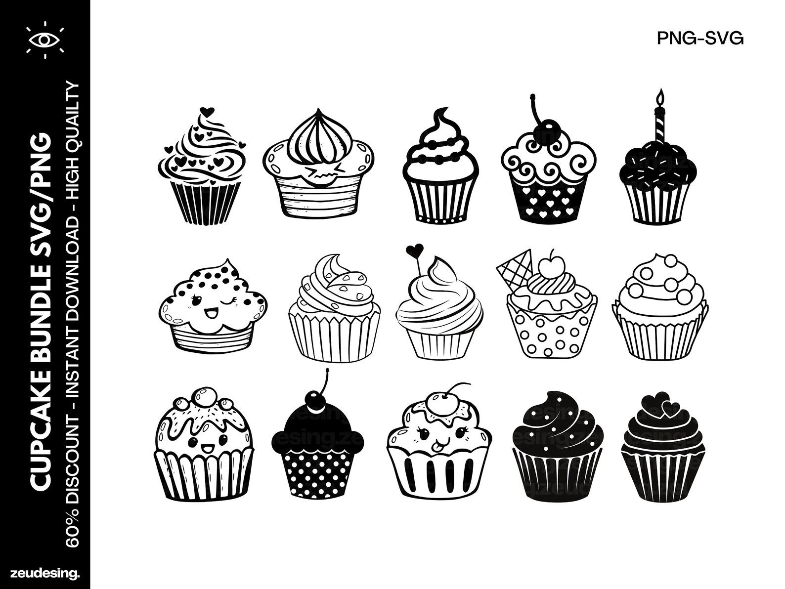 Cupcake Svg Bundle, Muffin Svg, Birthday Svg, Desert Bakery Silhouette ...