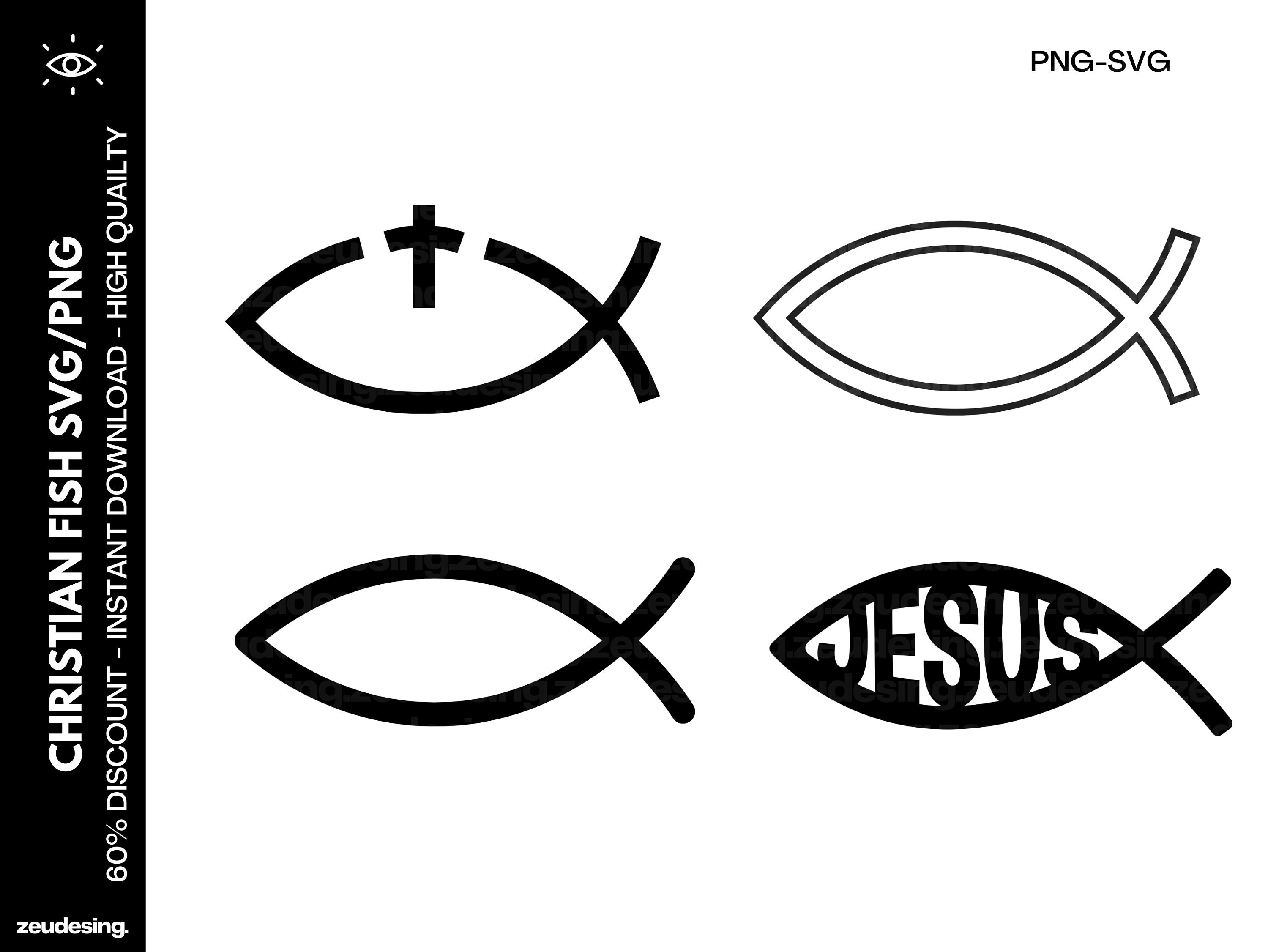 Christian Fish Svg Bundle, Jesus Fish Svg, Ichthys Svg, Religious Fish ...