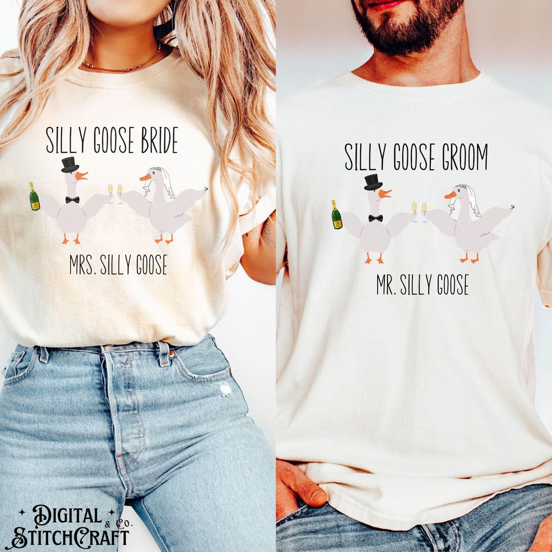 Custom Silly Goose Bride and Groom Wedding Shirt, Couples Honeymoon ...