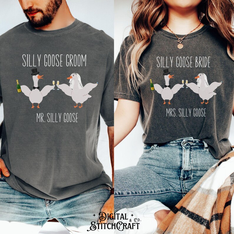 Custom Silly Goose Bride and Groom Wedding Shirt, Couples Honeymoon ...