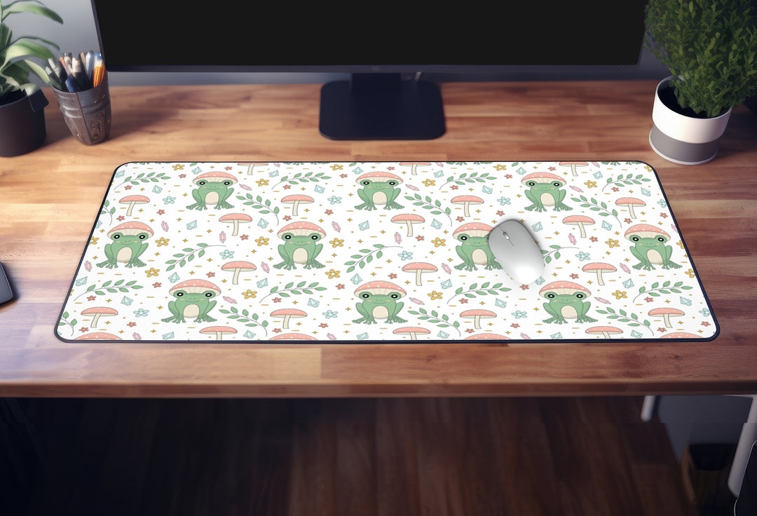 Cottagecore Desk Mat, Frog Deskmat, Mushroom Office, Floral, Nature ...