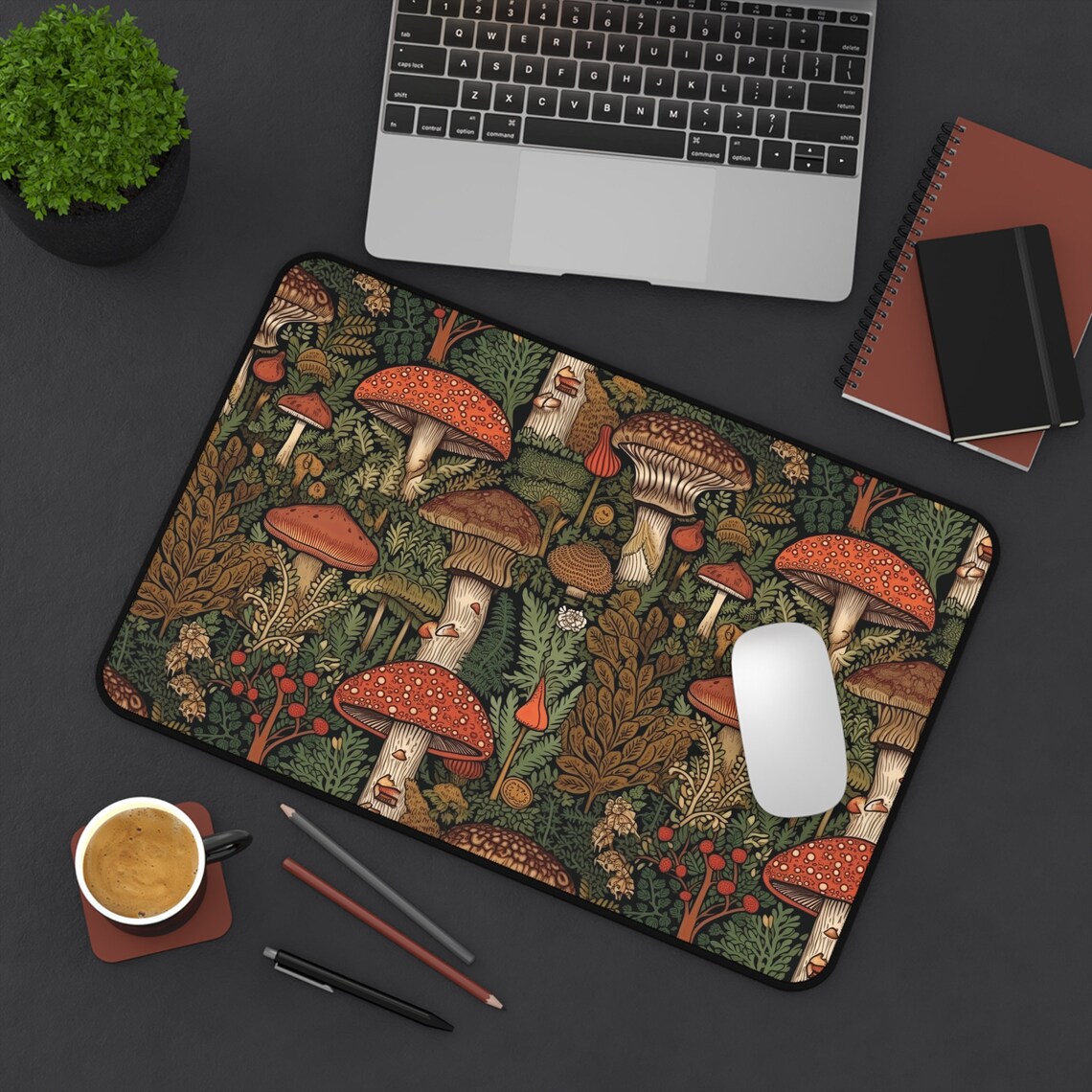 Cottagecore Desk Mat, Cute Green Deskmat, Mushroom Aesthetic ...