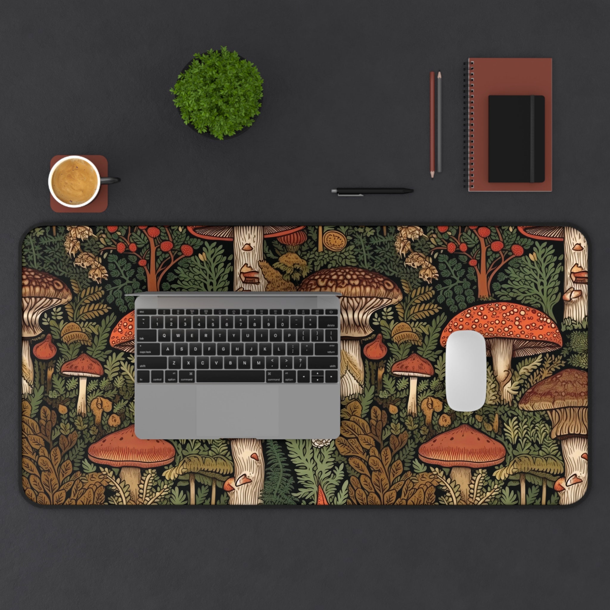 Cottagecore Desk Mat, Cute Green Deskmat, Mushroom Aesthetic ...