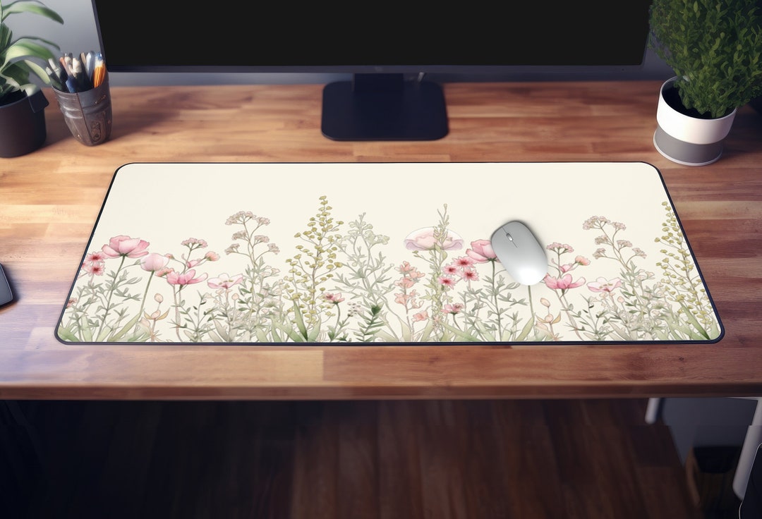 Cottagecore Desk Mat, Beige Cute Deskmat, Whimsical Aesthetic ...