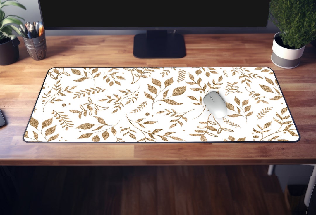 Faux Gold Desk Mat, Cottagecore Deskmat, Dramatic Office, Floral ...