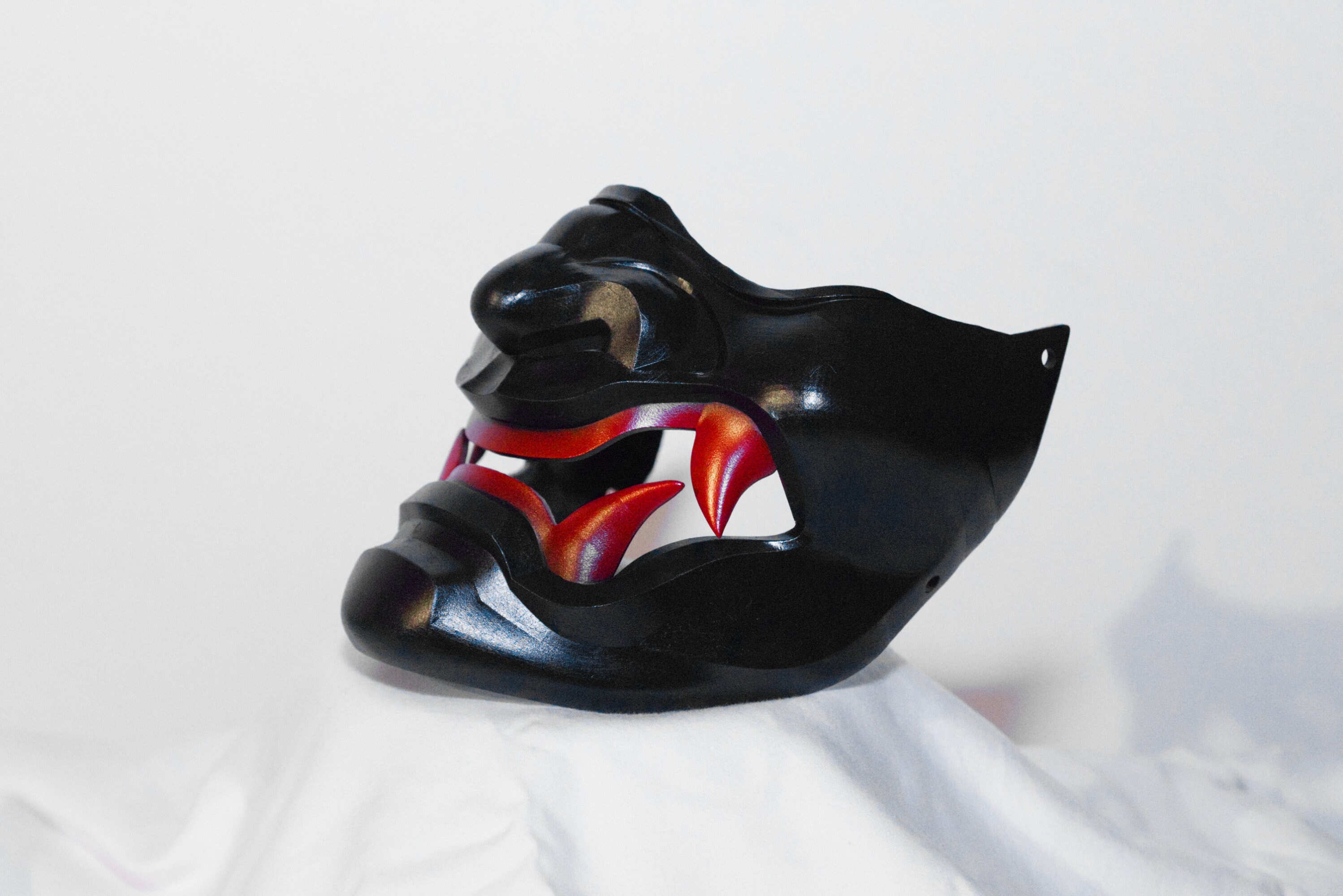 Japanese Oni Style Half Mask With Black and Red Fangs - Perfect for ...