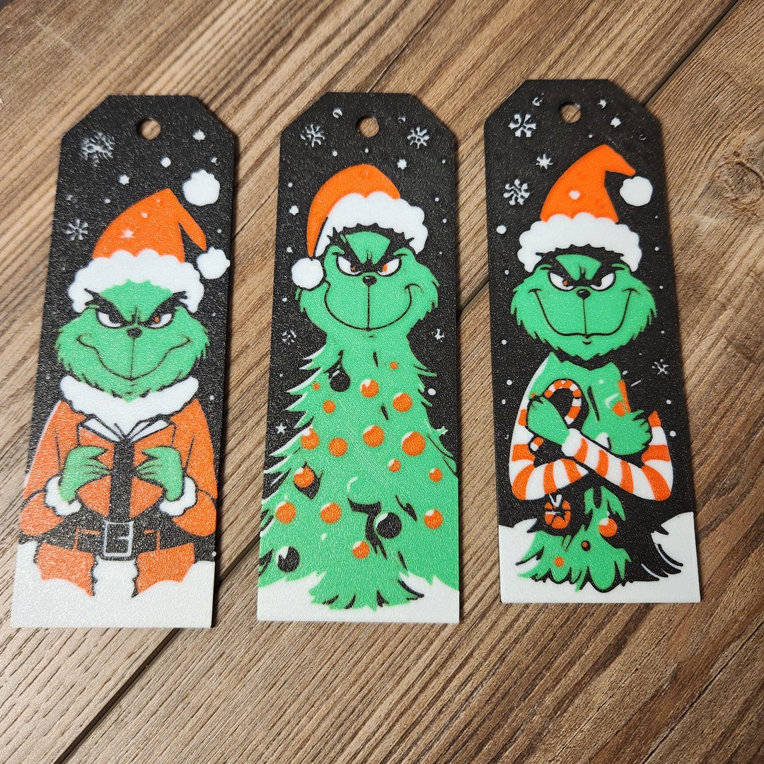 Christmas Grinch Bookmark, Sticking Stuffer, Holiday Bookmark - Etsy