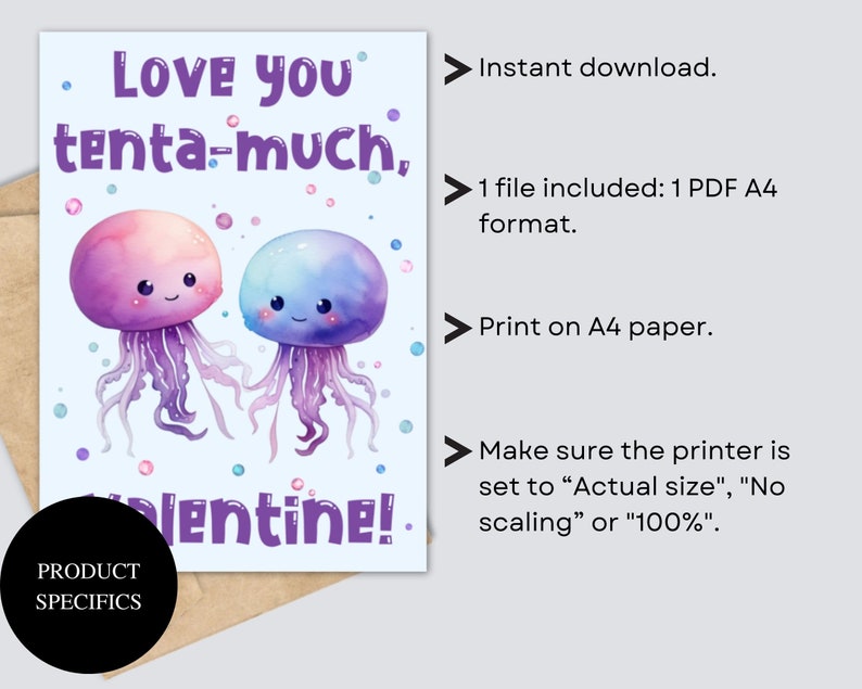 Jellyfish Card, Cute Valentine's Day Card, Cute Valentines Card,funny ...