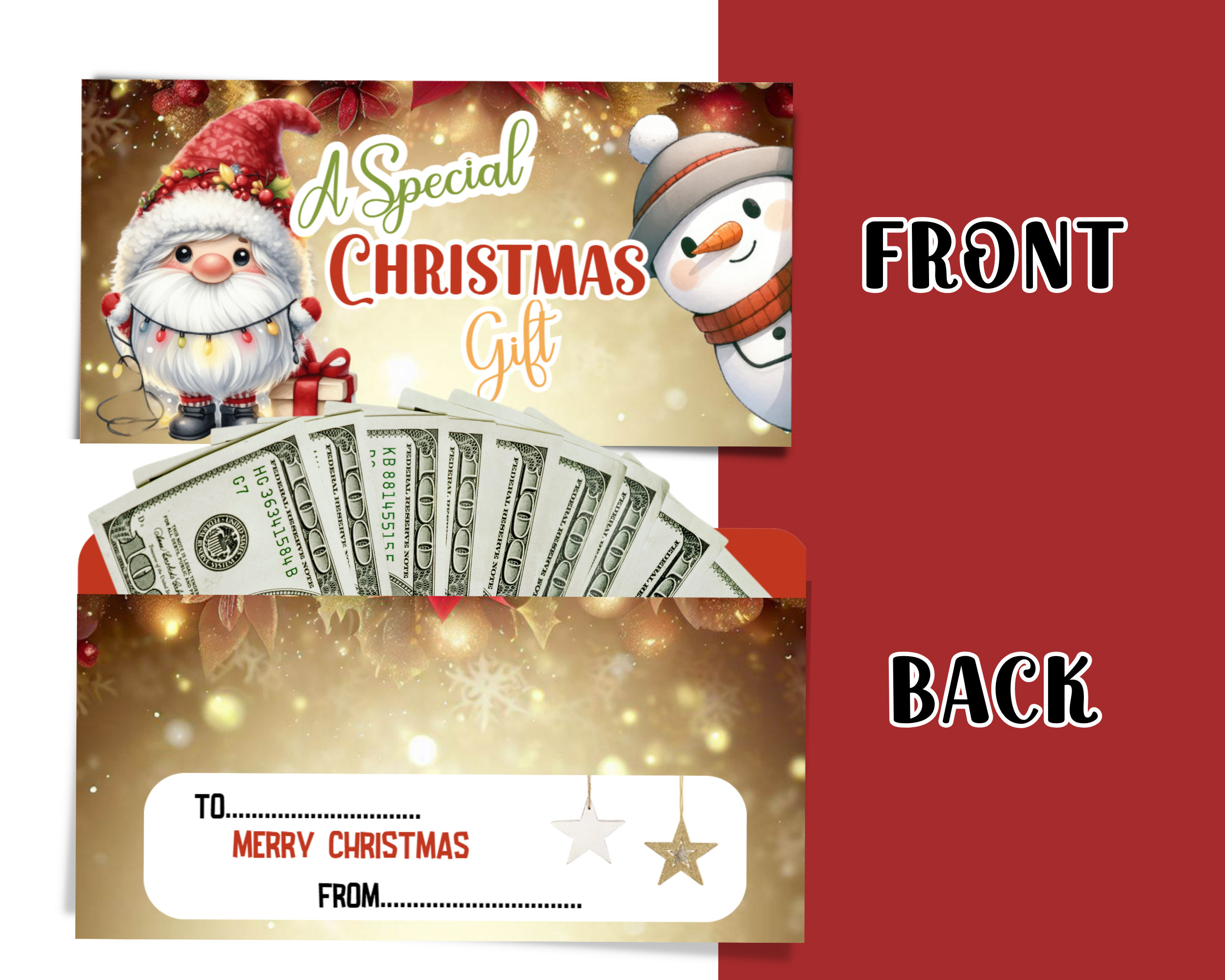 Christmas Cash Envelope Printable,printable Holiday Money Holders,gift ...