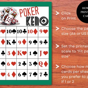 Printable Poker Keno Cards, PO-KE-NO Cards, Printable Pokeno Cards ...