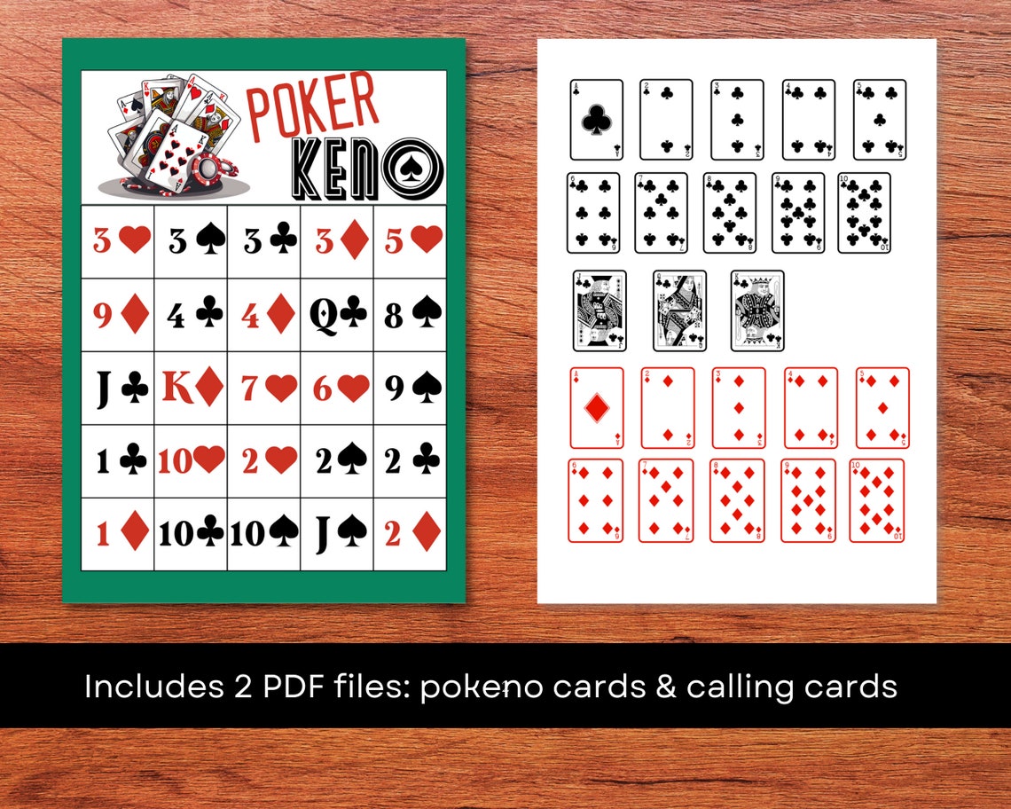 Printable Poker Keno Cards, PO-KE-NO Cards, Printable Pokeno Cards ...