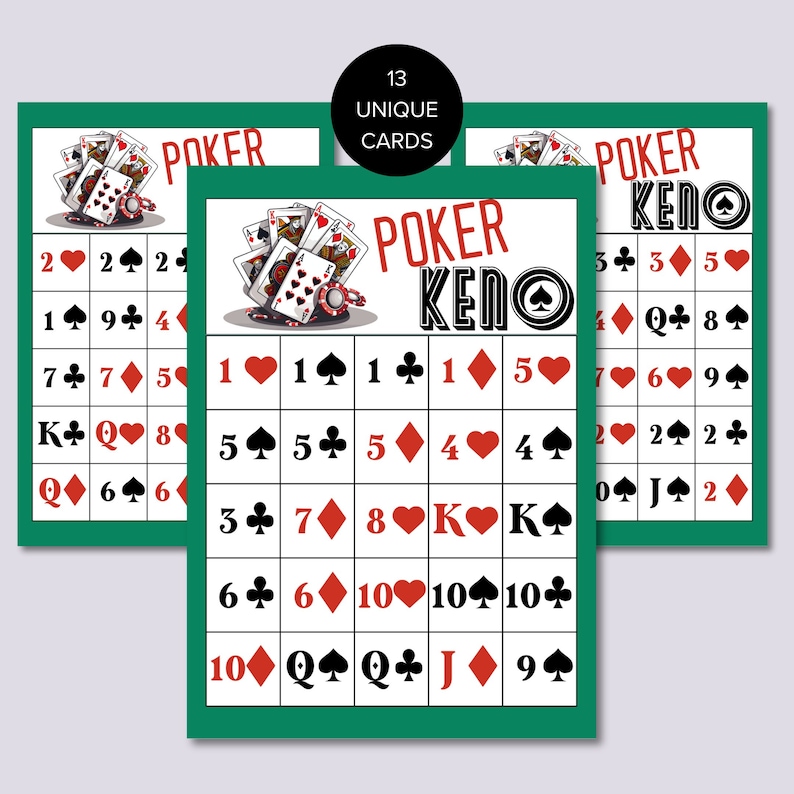 Printable Poker Keno Cards, PO-KE-NO Cards, Printable Pokeno Cards ...