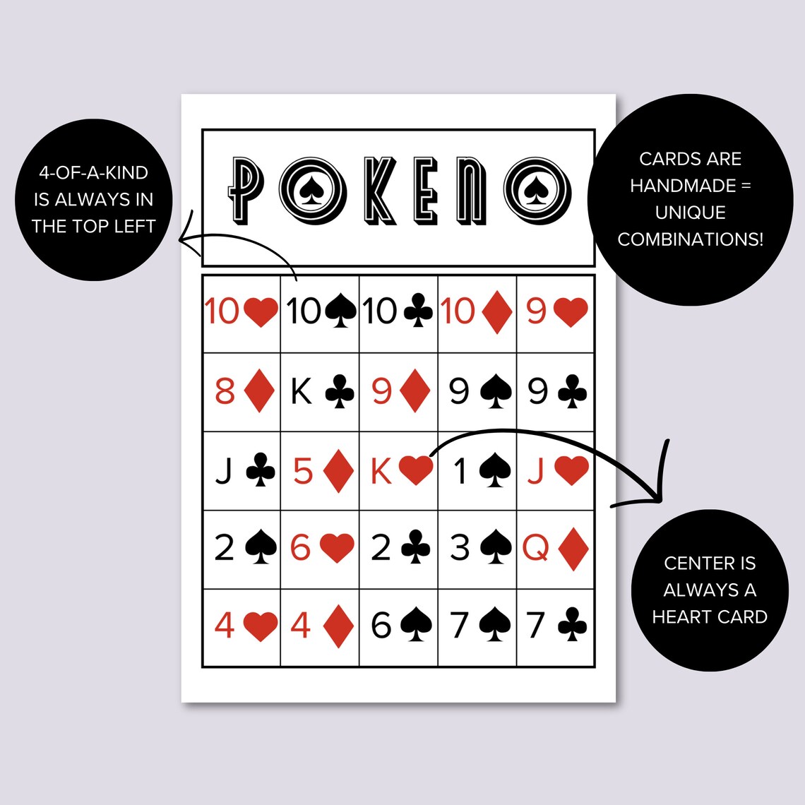 Printable Poker Keno Cards, PO-KE-NO Cards, Printable Pokeno Cards ...
