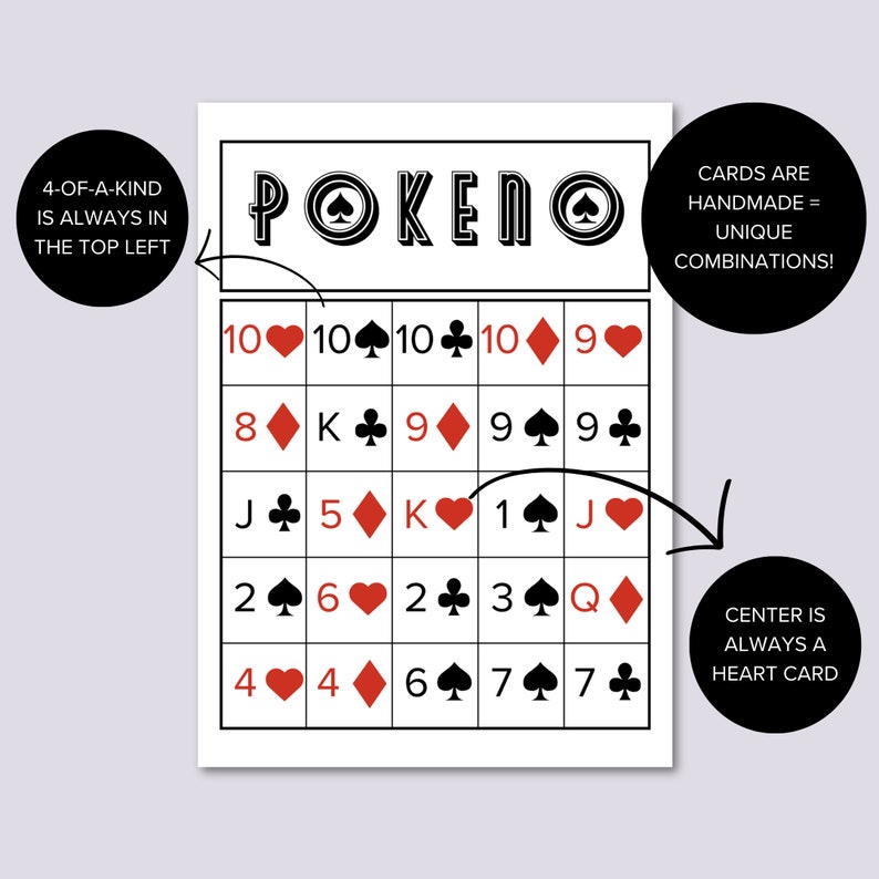 Printable Poker Keno Cards, PO-KE-NO Cards, Printable Pokeno Cards ...