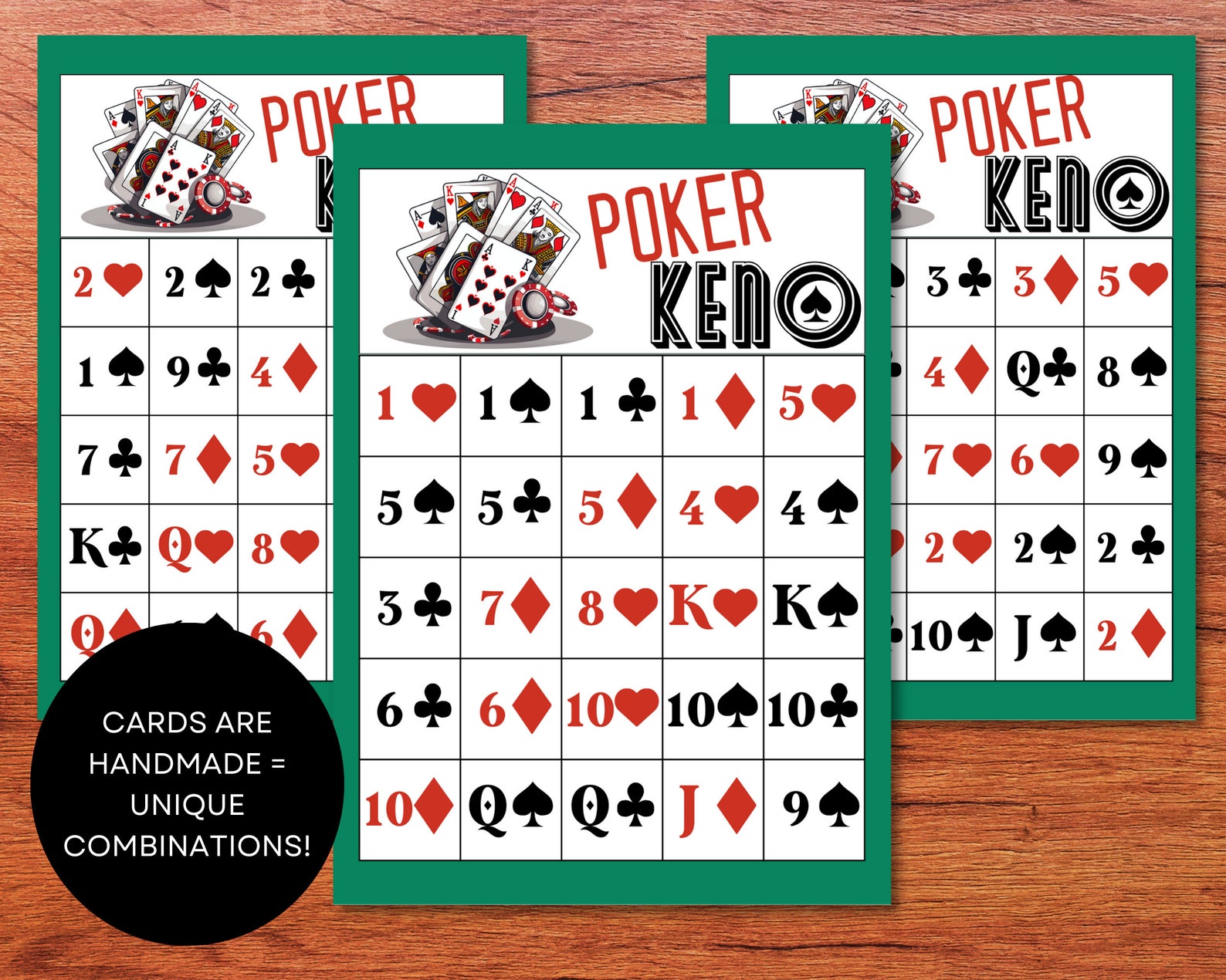 Printable Poker Keno Cards, PO-KE-NO Cards, Printable Pokeno Cards ...
