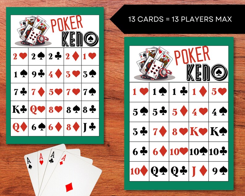 Printable Poker Keno Cards, PO-KE-NO Cards, Printable Pokeno Cards ...