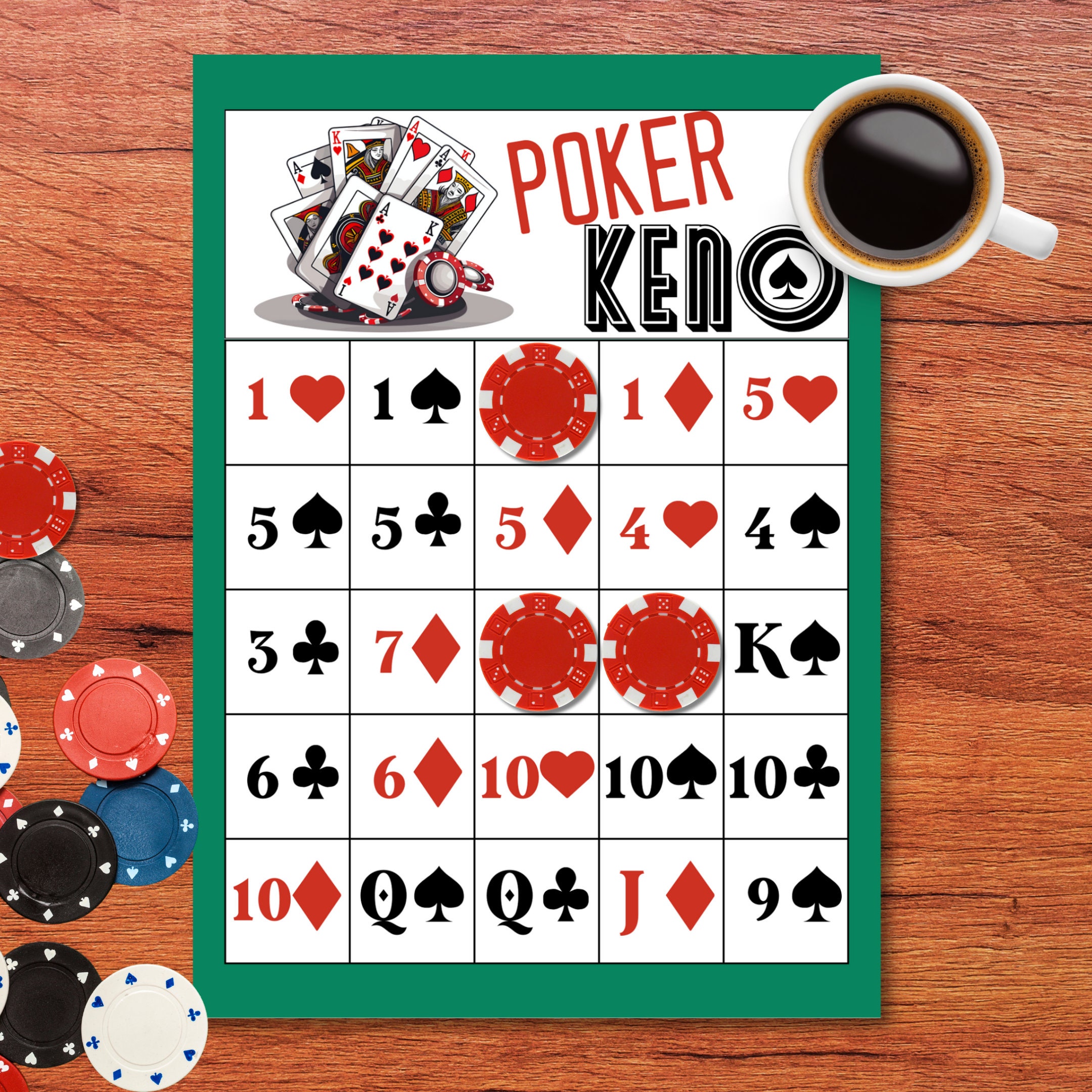 Printable Poker Keno Cards, PO-KE-NO Cards, Printable Pokeno Cards ...