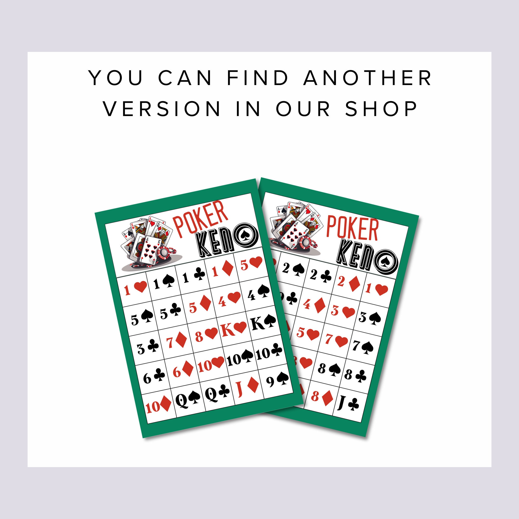 Printable Poker Keno Cards, PO-KE-NO Cards, Printable Pokeno Cards ...