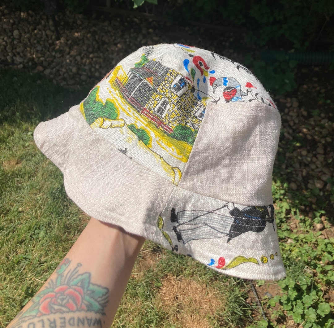 Vintage Amish Tea Towel Bucket Hat - Etsy