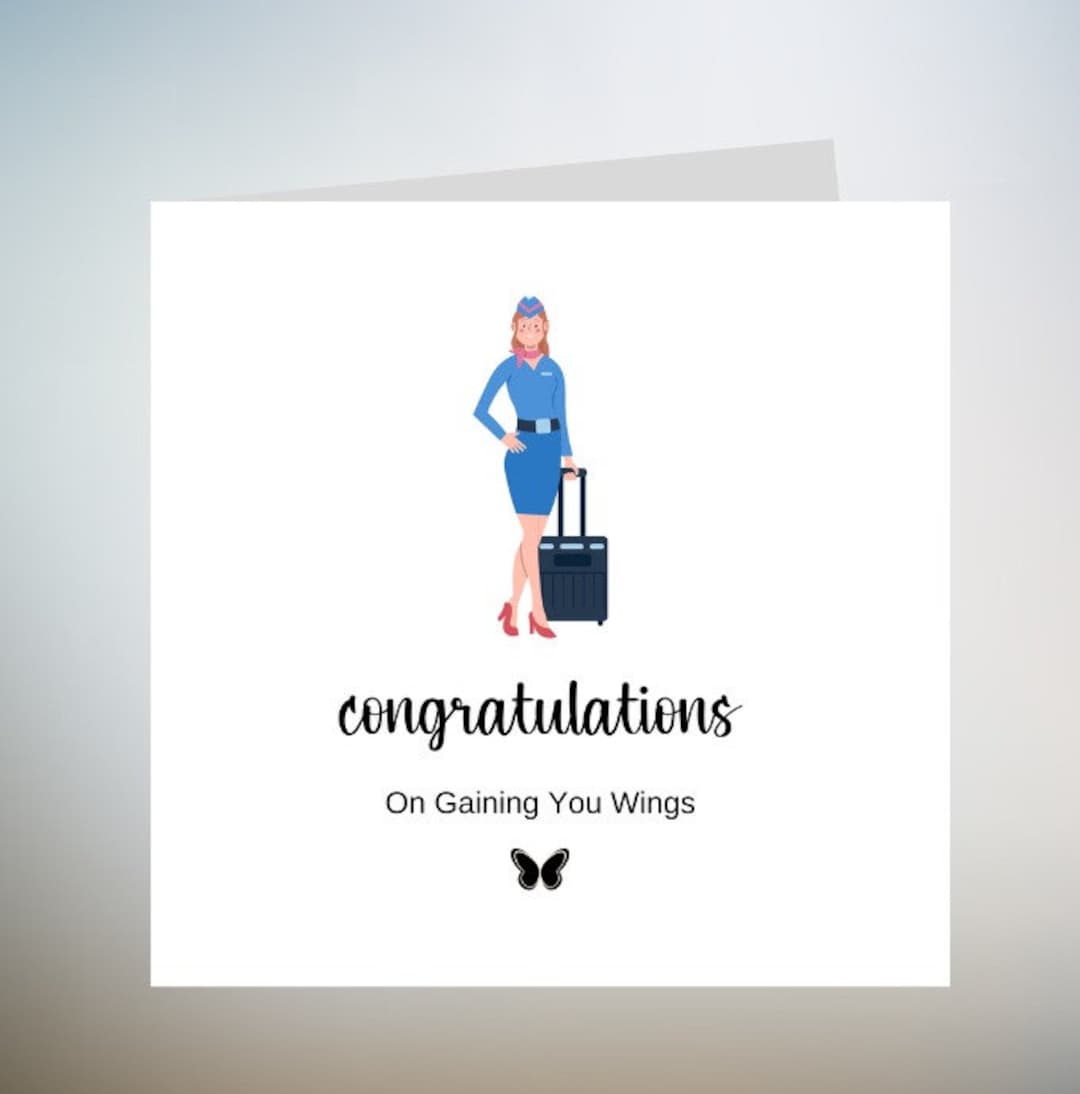 Personalised Cabin Crew Congratulations Card, Gaining Wings Gift, Cabin ...