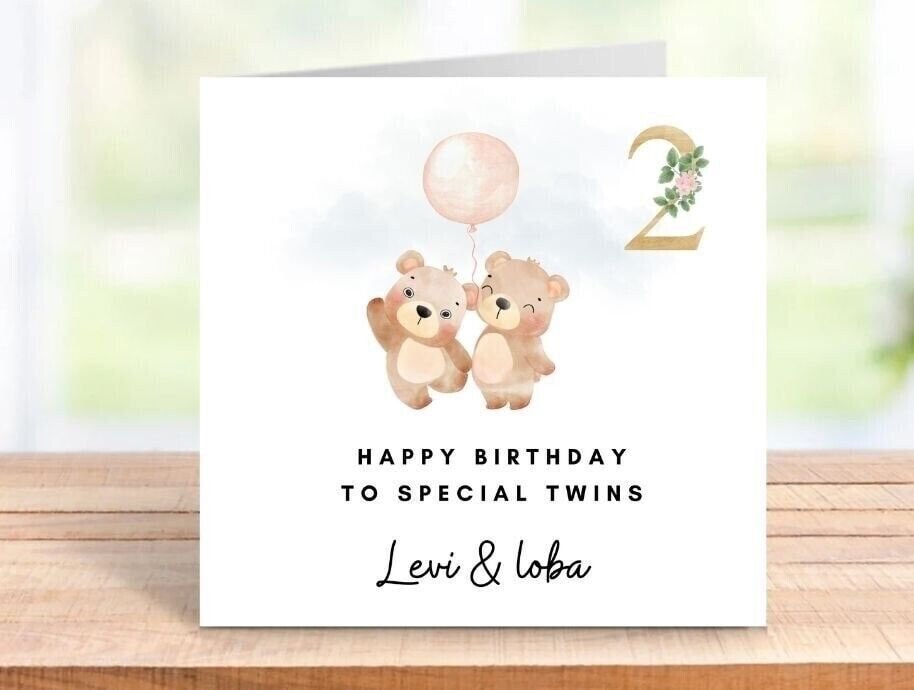 Personalised Twins Birthday Card , Happy Birthday Card for Twins 6x6 - Etsy