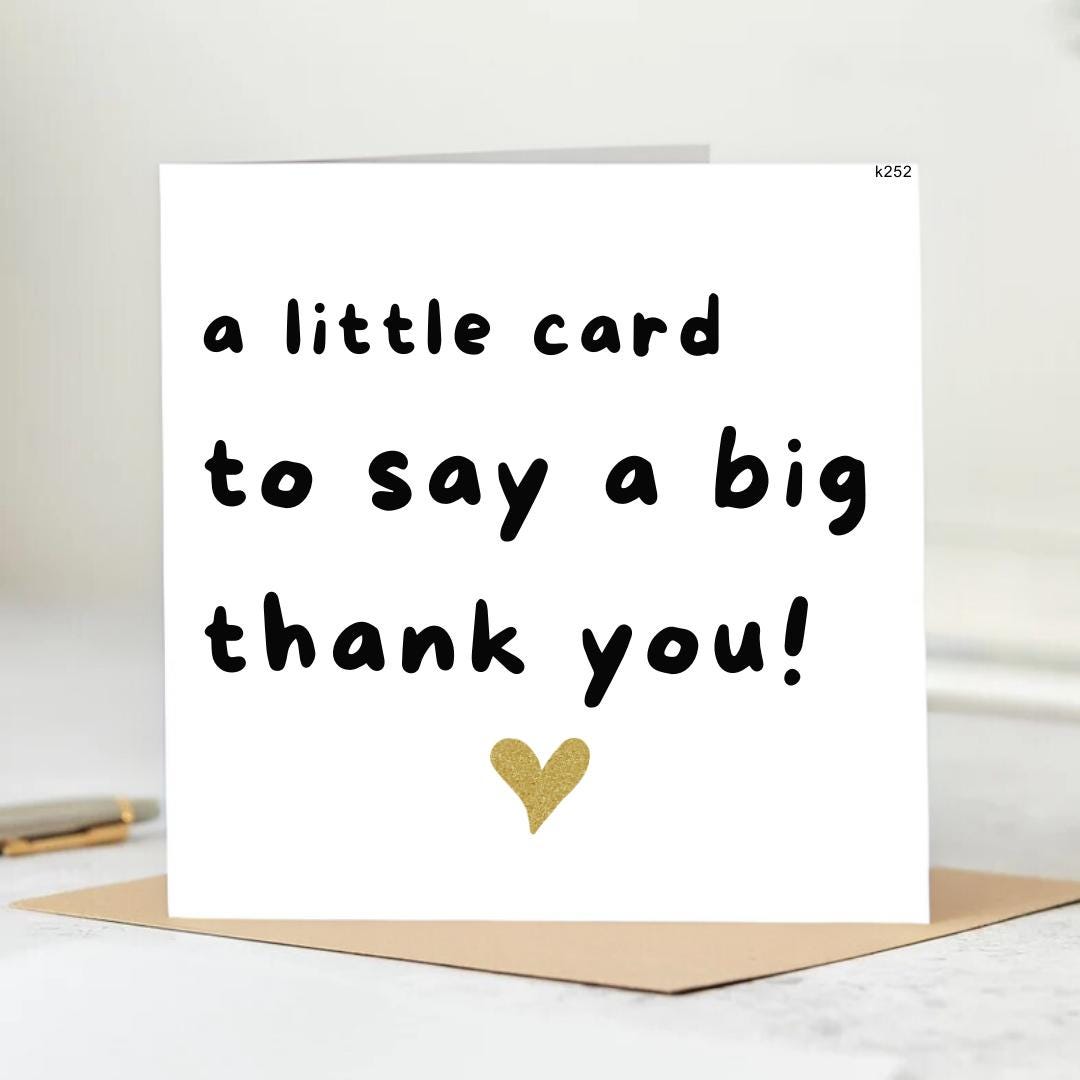 Simple Thank You Card,little Card to Say A Huge Thank You, Thank You ...