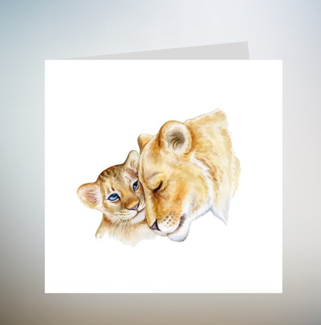 Lion and Lion's Baby Printed Card | the Card is Suitable for Mothers ...