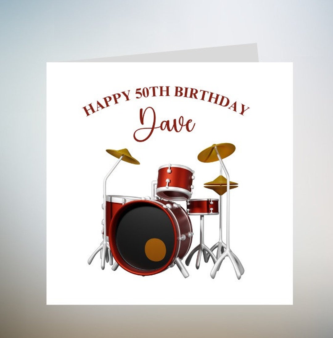 Personalised Drum Kit Birthday Card Drum Birthday Card for Son Drummer ...