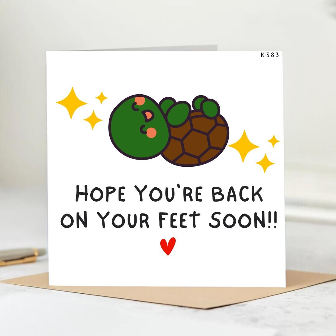 Personalized Get Well Card: Funny Turtle Design (6x6) - Etsy
