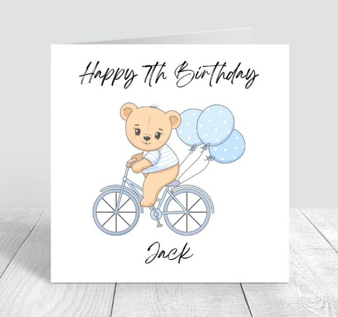 Boys 7th Birthday Card, Personalised Grandson 7th Birthday Card, 7th ...