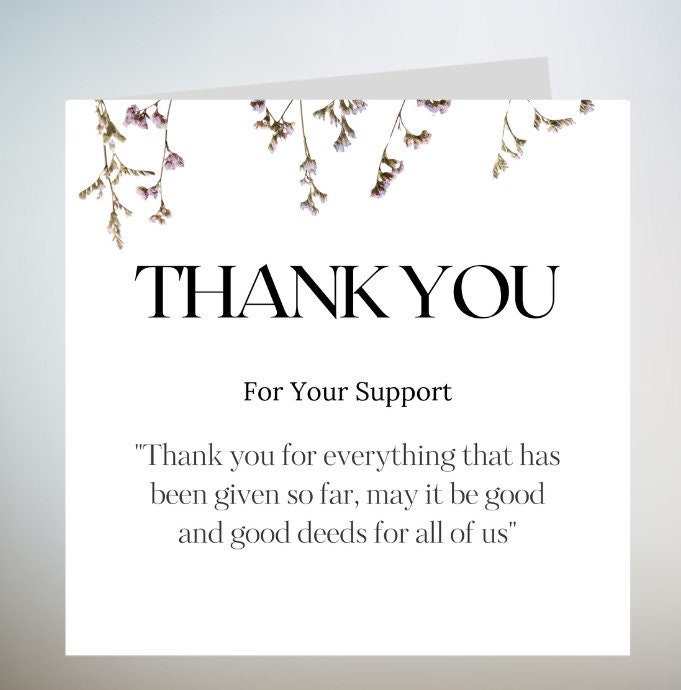 Thank You for All Your Support Card. Appreciation Card. Thank You ...
